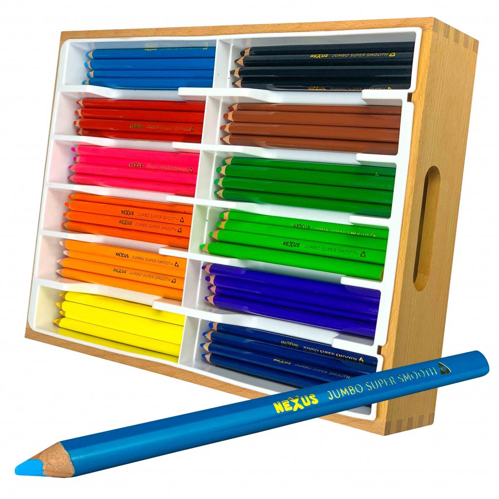 Jumbo Super Smooth Pencils (Triangular) - 144 Pencils in Wooden Tray ...