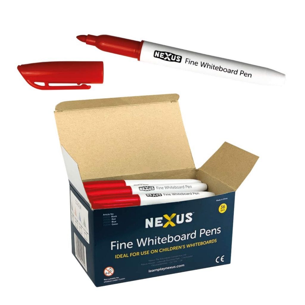 Nexus Fine Whiteboard Pens - Black (Box of 36) - Learn Play Nexus