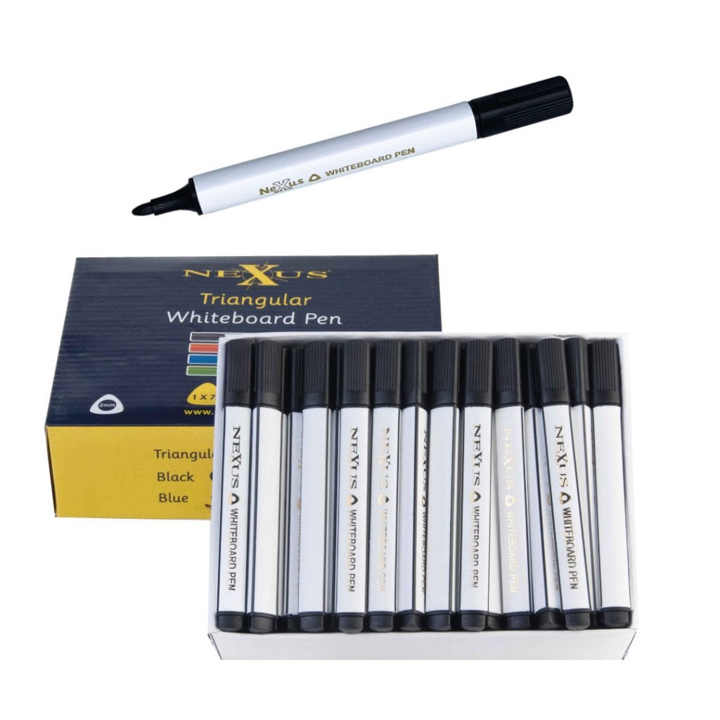 Nexus Triangular Whiteboard Pens Black (72 Pack) - Learn Play Nexus