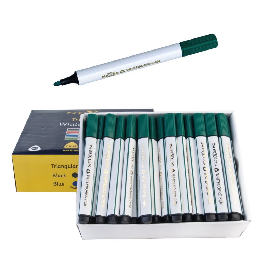 Nexus Triangular Whiteboard Pens Green (72 Pack) - Learn Play Nexus